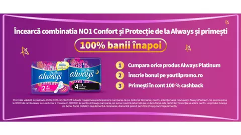 Orice achiziție Always Platinum înseamnă 100% banii înapoi cu „Always ...