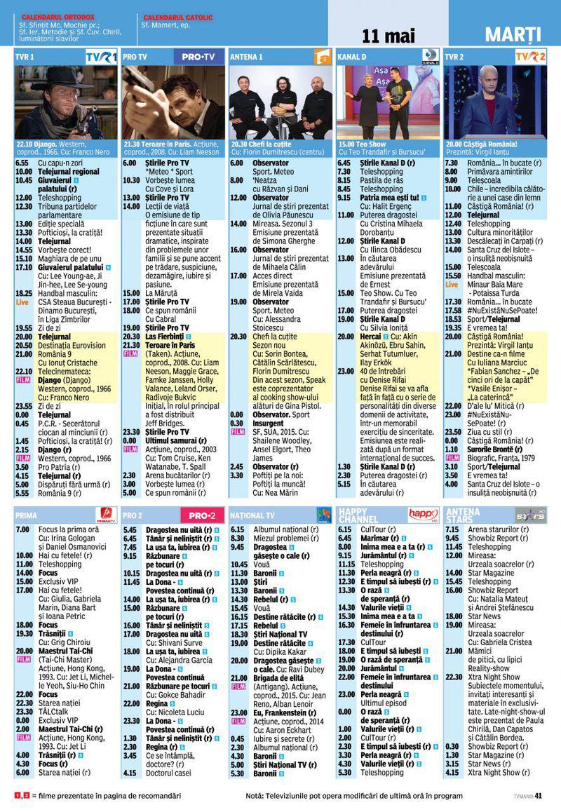 Programe TV pentru azi, marți, 11 mai 2021 - TVmania.ro